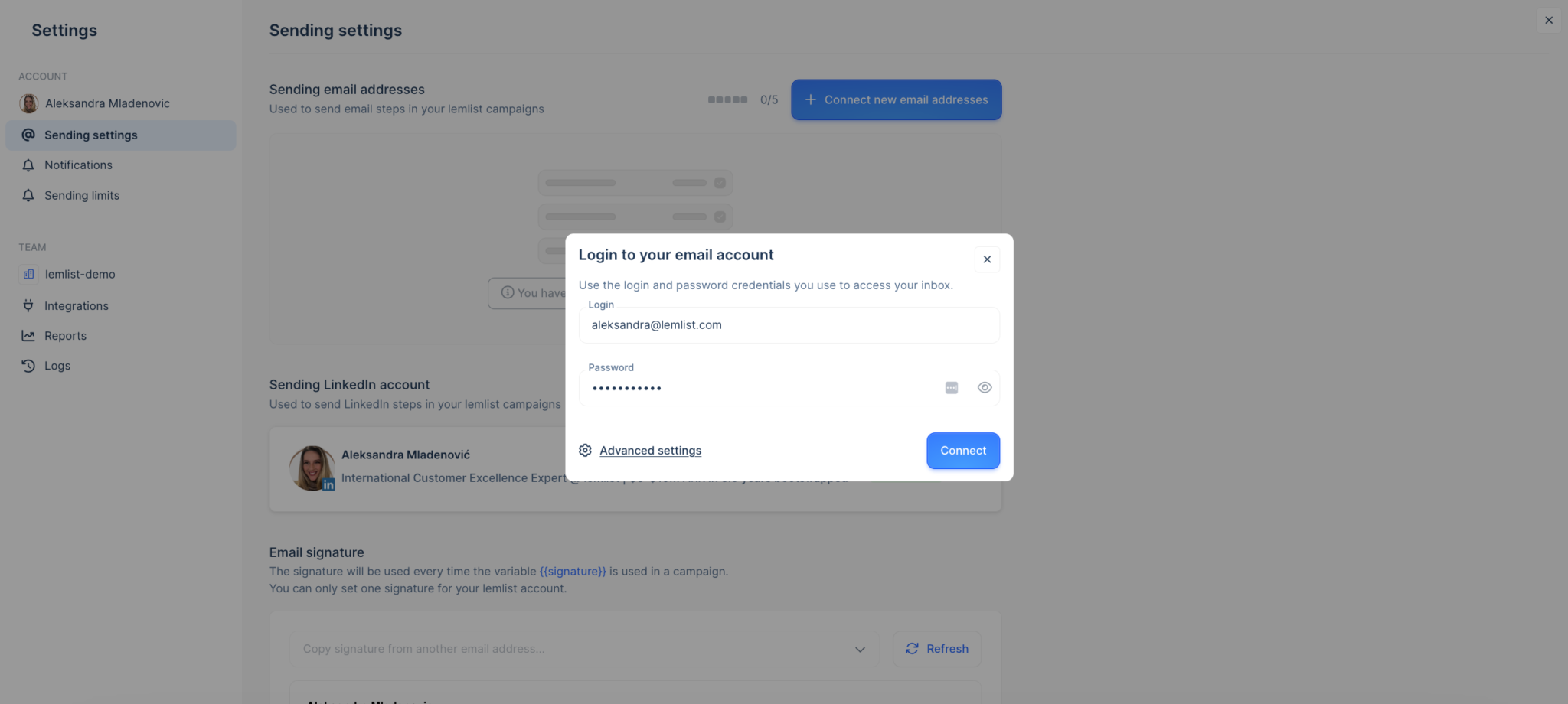 Connect your email sending address in lemlist - lemlist academy